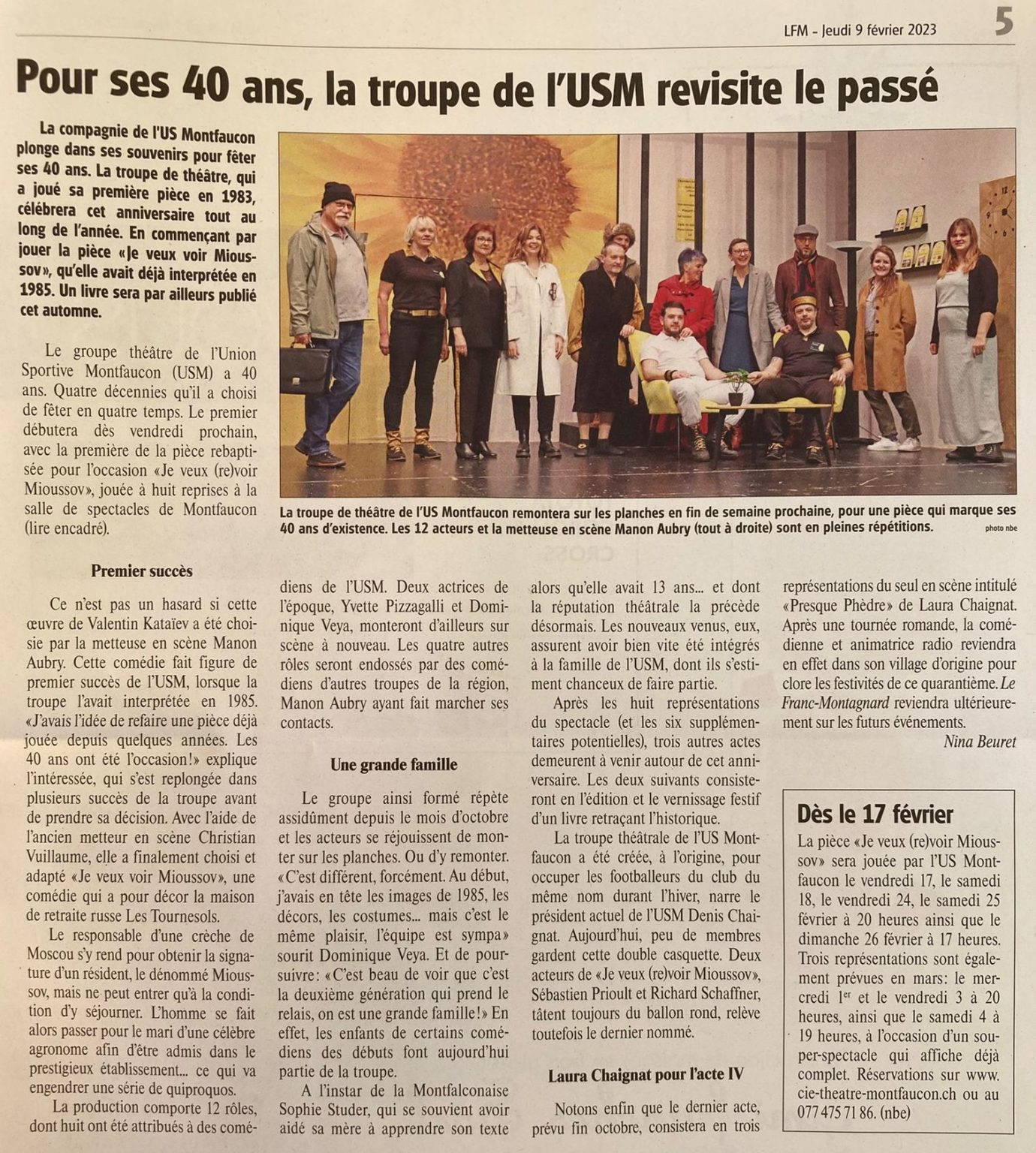 Le Franc-Montagnard - Pour ses 40 ans, la troupe de l'USM revisite le ...